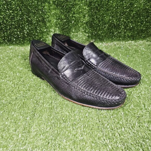 Mezlan | Shoes | Mezlan Genuine Lizard Black Leather Slip On Penny ...